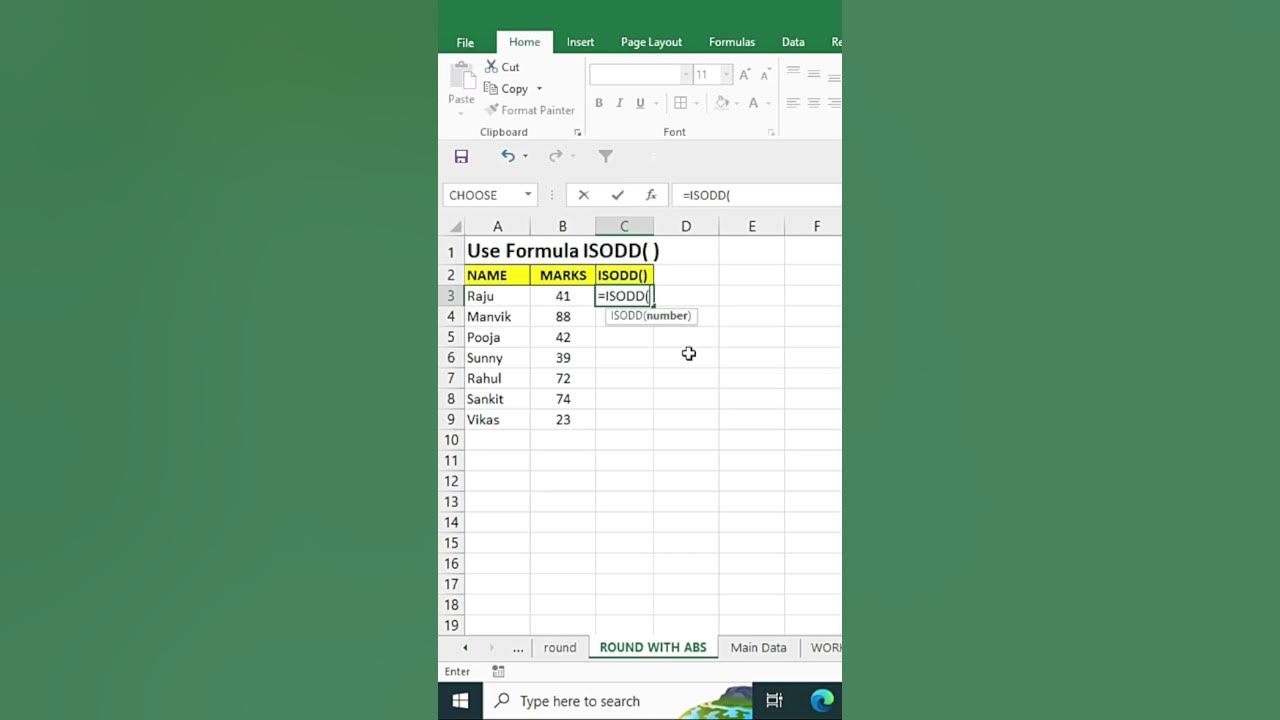 Isodd Formula In Excel 💯🔥 Shorts Youtube