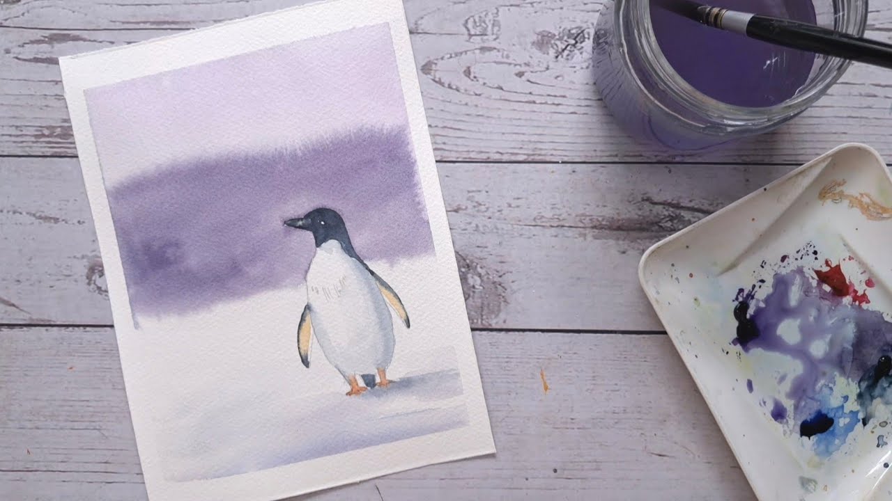 Easy watercolor winter scene painting tutorial for beginners. - YouTube