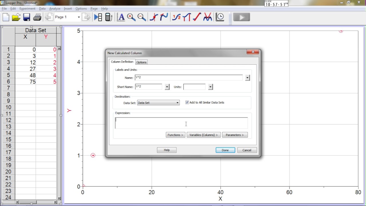 Graphing With Logger Pro II Test Plot Square Root Function YouTube