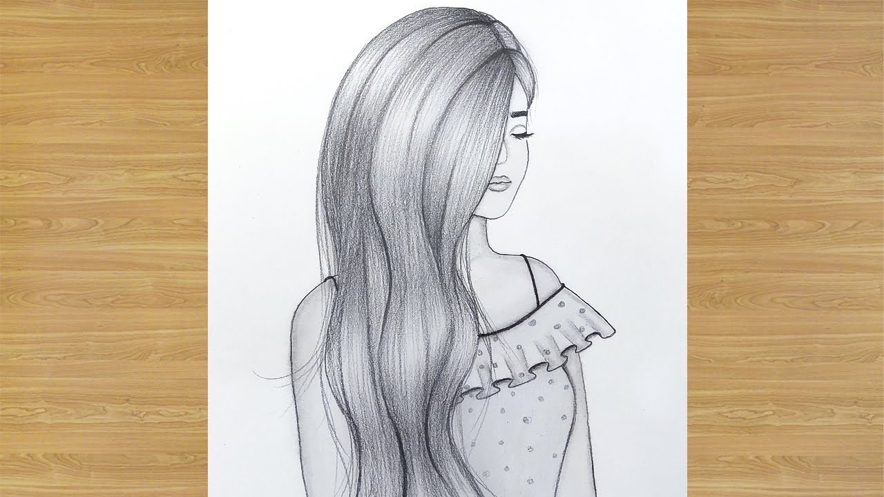#GirlDrawing How to Draw a Girl with Beautiful Long Hair - Pencil ...