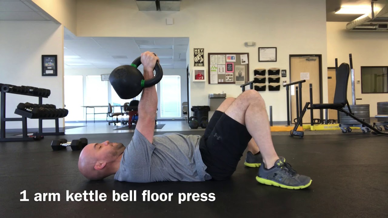 1-arm KB floor press - YouTube