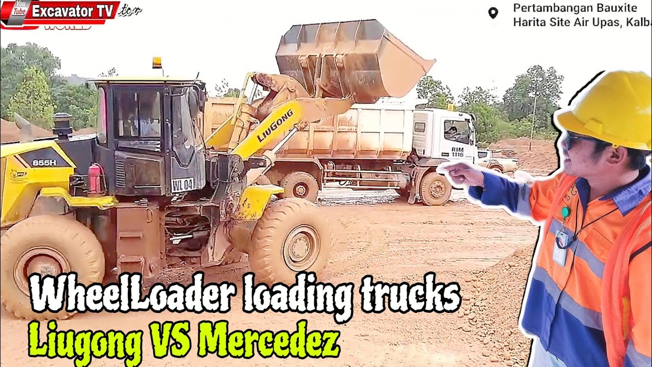 Wheelloader loading trucks Mercedez - film alat berat pertambangan ...