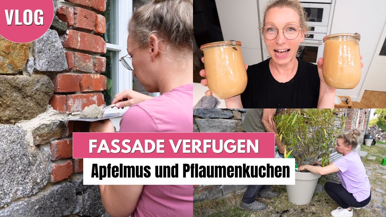 Fassade aus Granitstein verfugen | Obst verarbeiten 🍎 | Umtopfen 🌷| UKF ...