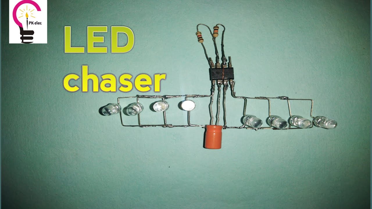 LED chaser with NE 555 timer ic || ic 555 projects - YouTube