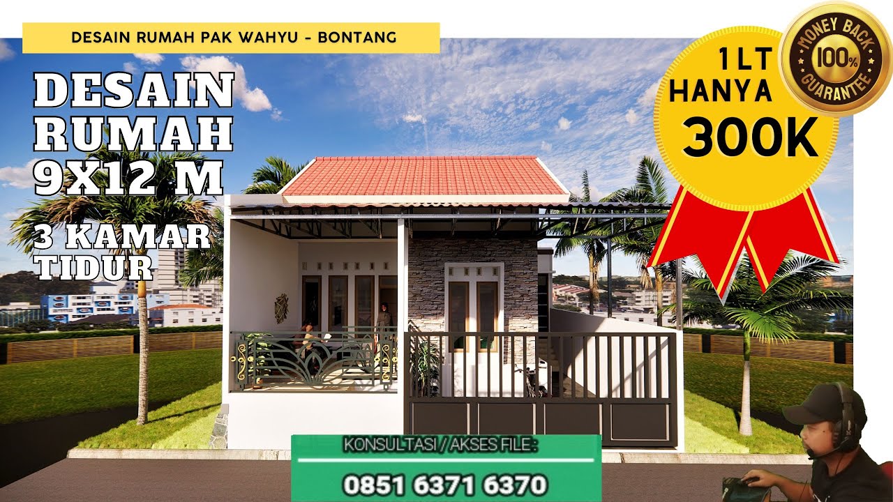 Desain Rumah Minimalis Modern 9x12 M (1 Lantai). Request dari Pak Wahyu ...