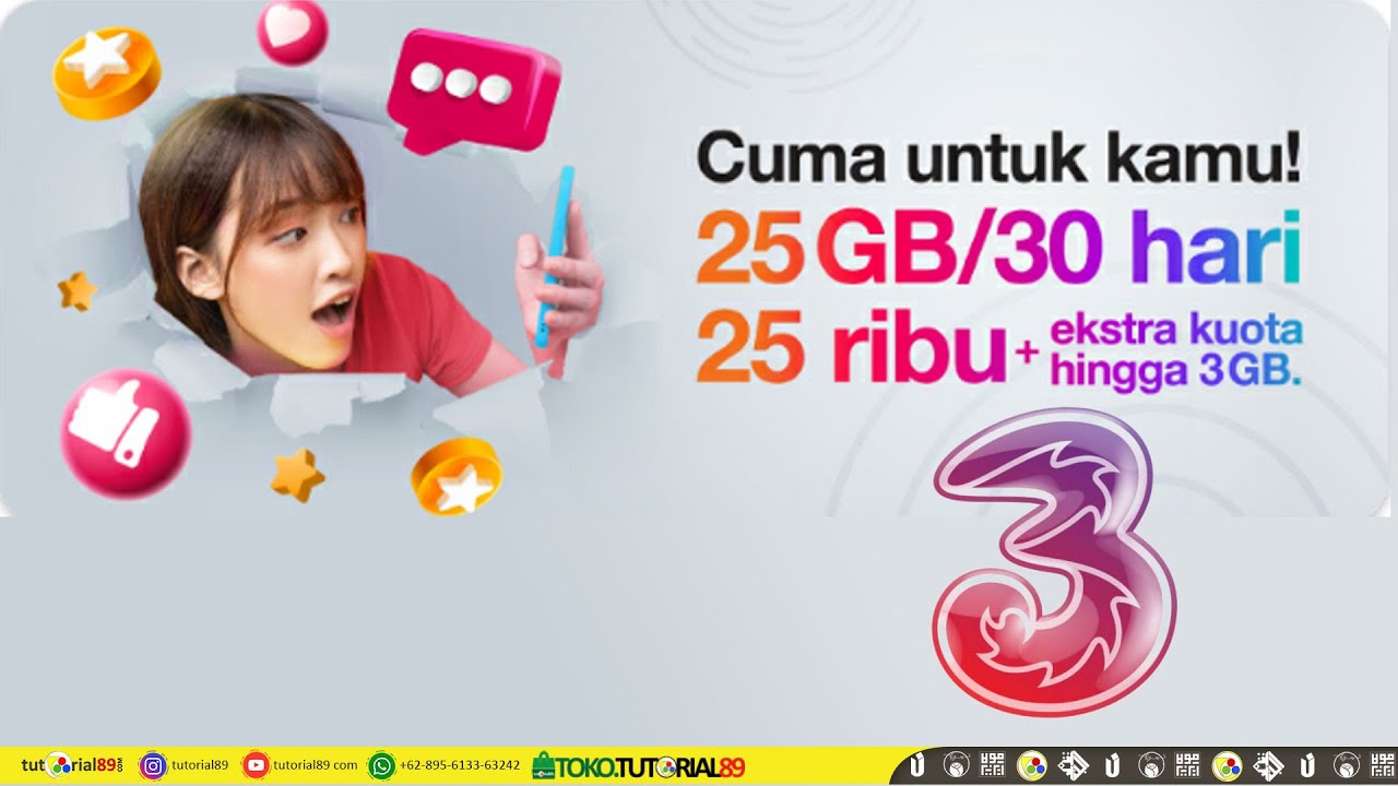 Paket internet 3 (Tri) murah terbaru 25GB 30 hari cuma 25 rebu saja ...