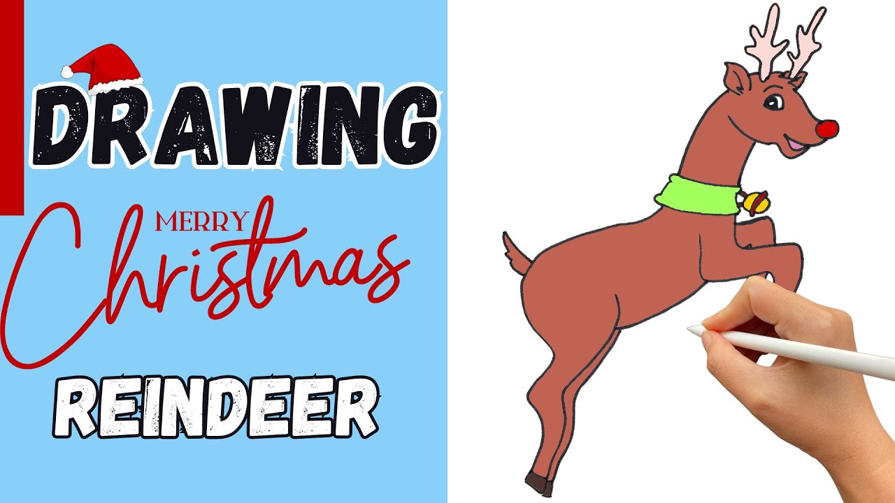 How To Draw Rudolph The Red-Nosed Reindeer | Santa's Reindeer Drawing ...