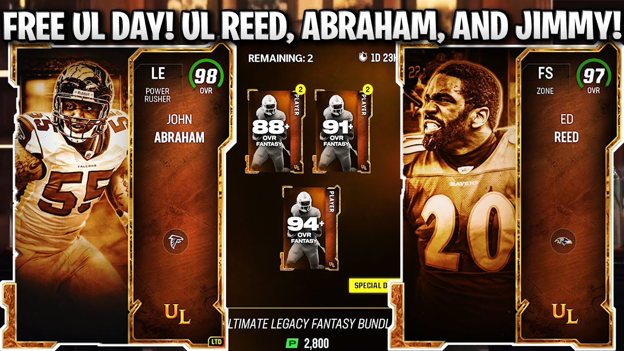 FREE ULTIMATE LEGEND DAY (for some)! ULTIMATE LEGENDS ED REED, ABRAHAM ...