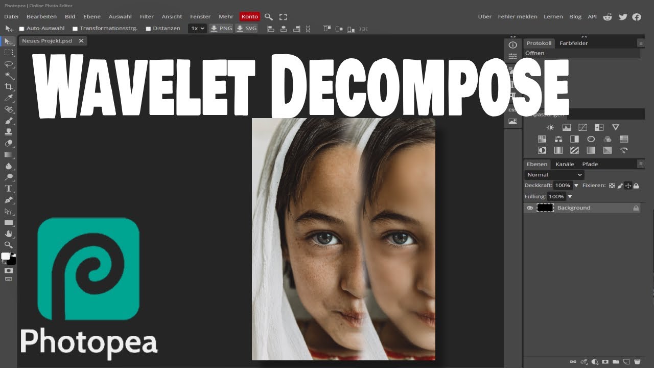 Photopea - Bildbearbeitung mit Wavelet Decompose - YouTube