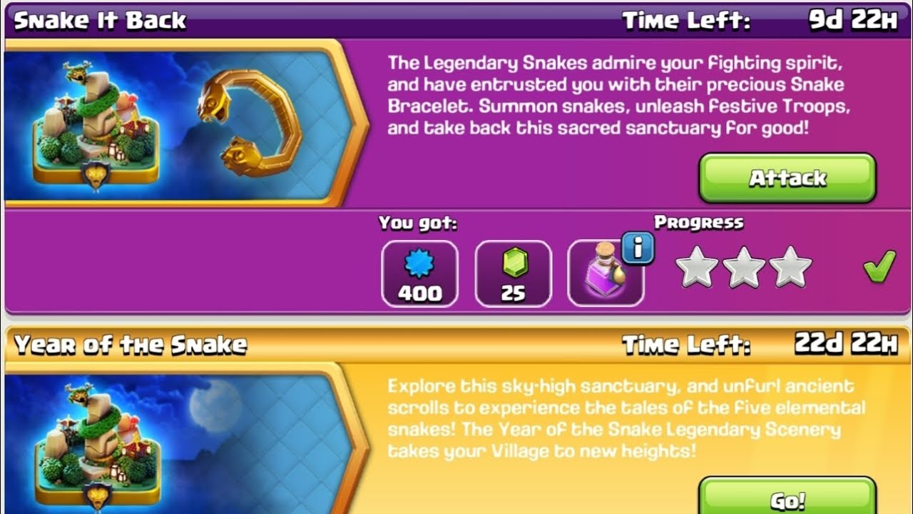 Easy Way To Get 3 Star On Snake It Back Challenge (Clash of Clans ...
