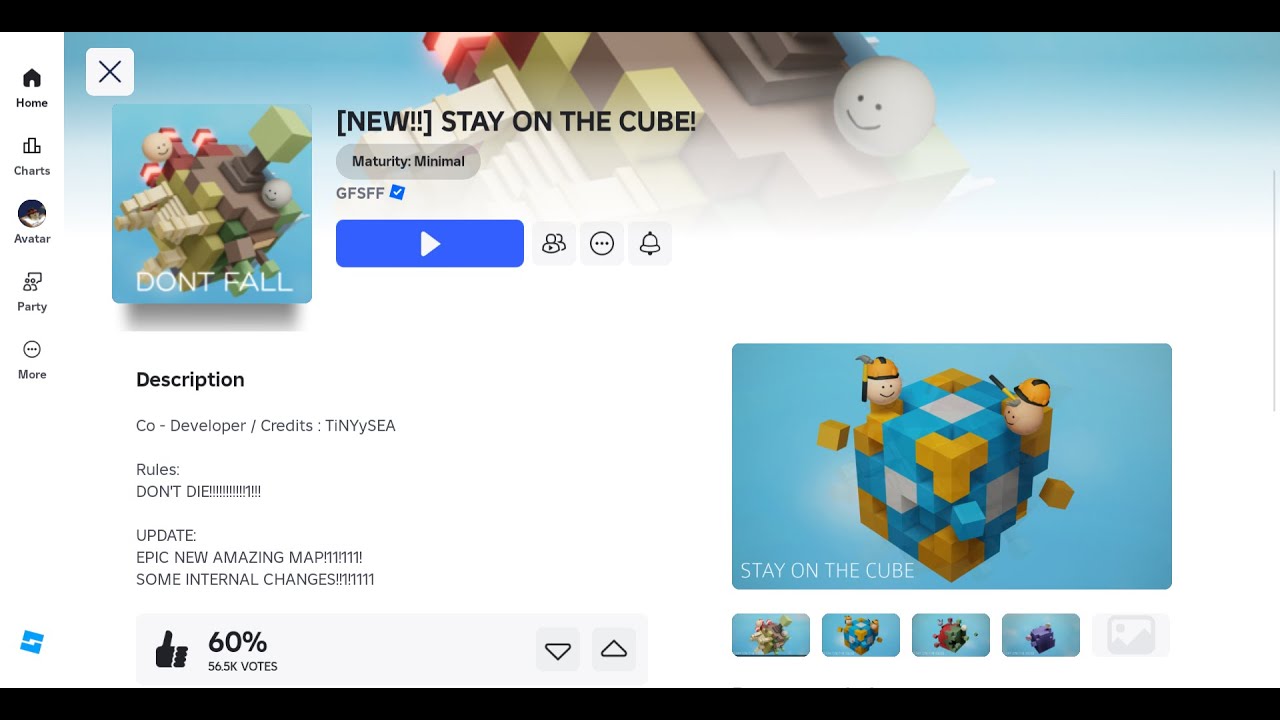Roblox: stay on the cube - YouTube