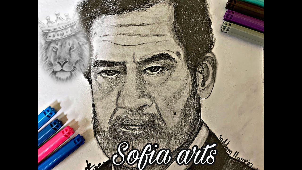 Drawing Saddam Hussien |2020|Lion|Arabian|Hawk - YouTube