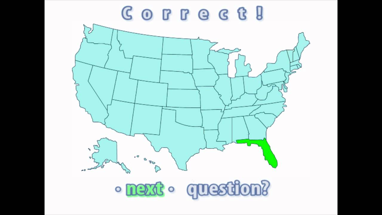 Interactive United States Map Quiz - Correct Florida Location - YouTube