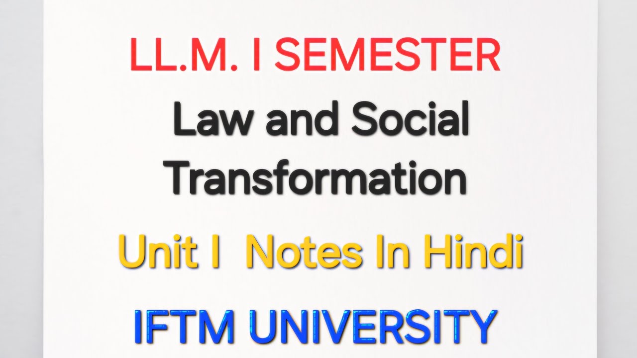 Law and Social Transformation || Unit I || Part 1 || - YouTube