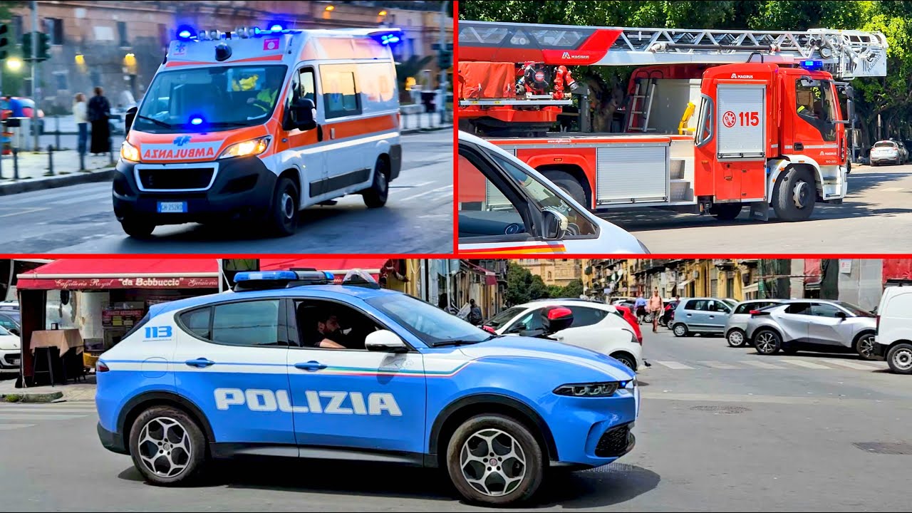 Palermo Fire Brigade, Police, EMS - responding with lights and sirens ...