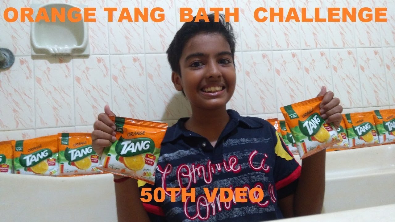 orange tang bath challenge!!! (50th video special) - YouTube
