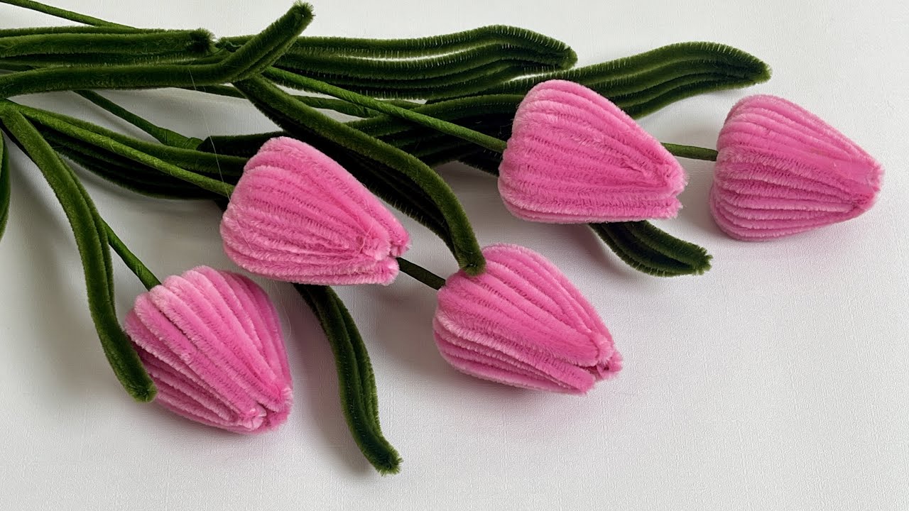 How to make a Tulips flower 3 petal easily with Pipe cleaner - YouTube