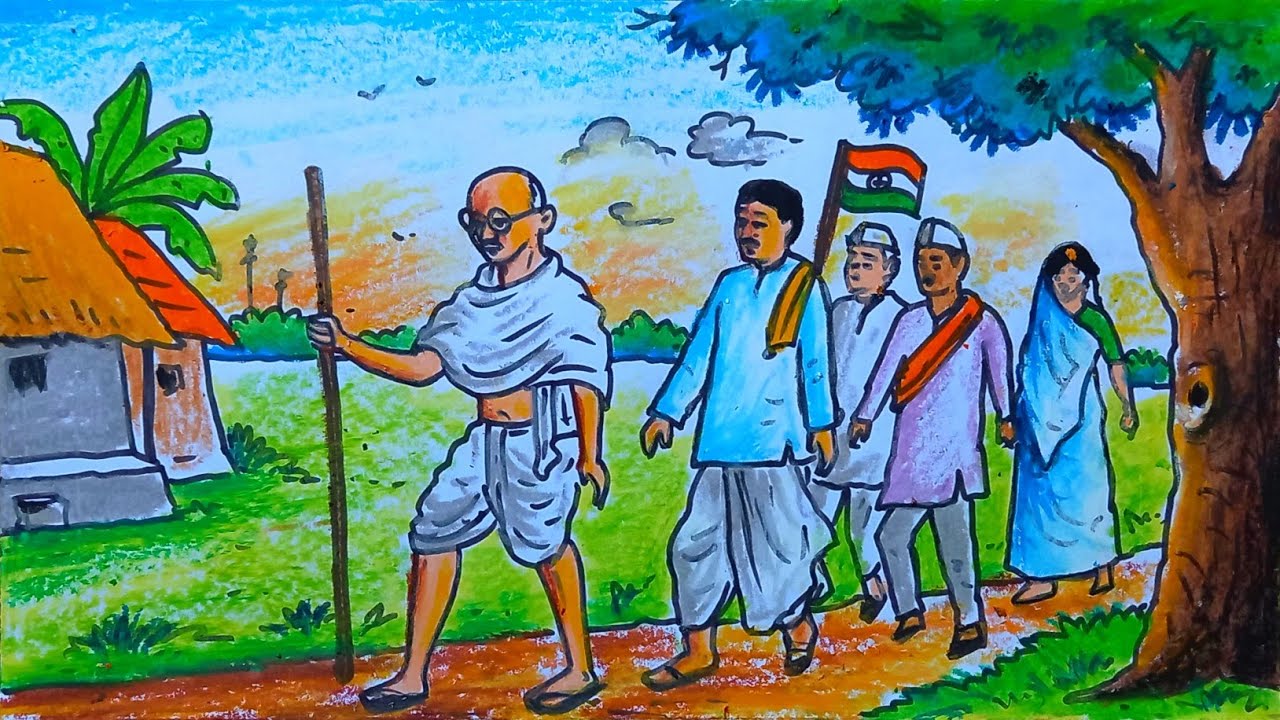 Gandhiji In Dandi March Drawing WB Youth Congress على X: "91 Yrs