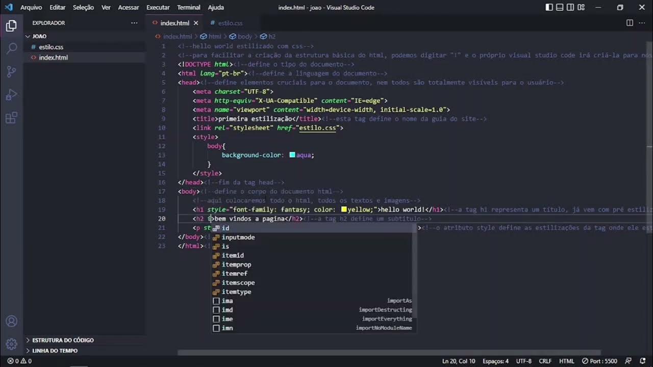 COMO FAZER HELLO WORLD ESTILIZADO COM CSS!!! - YouTube