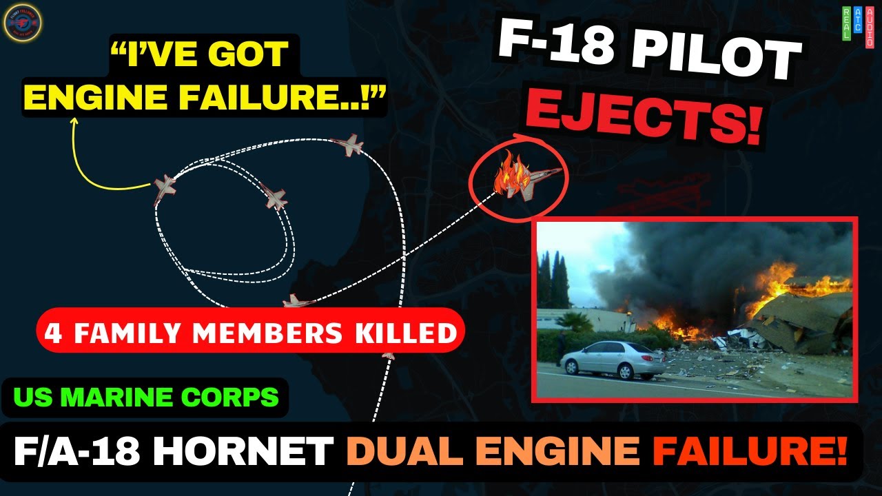 (Intense FAA Tapes) Dual Engine Failure! F/A-18 Pilot Ejects Moments ...