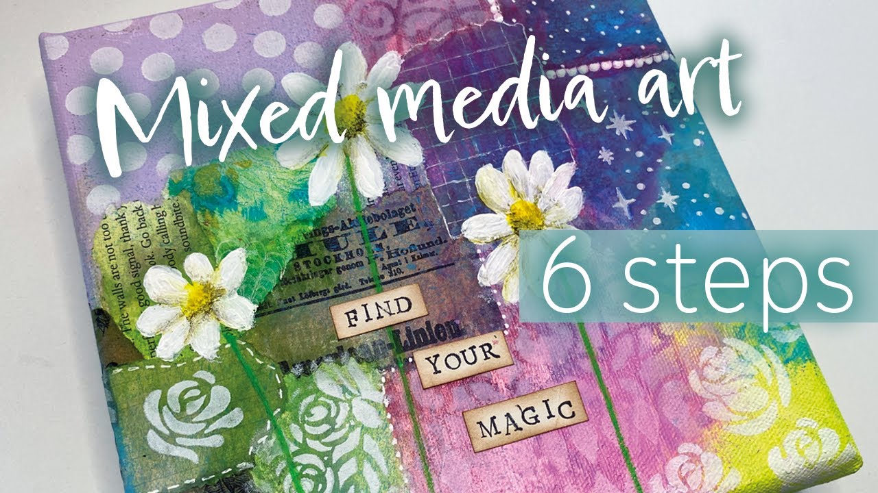 Mixed media art making for beginners | Square canvas fun - YouTube