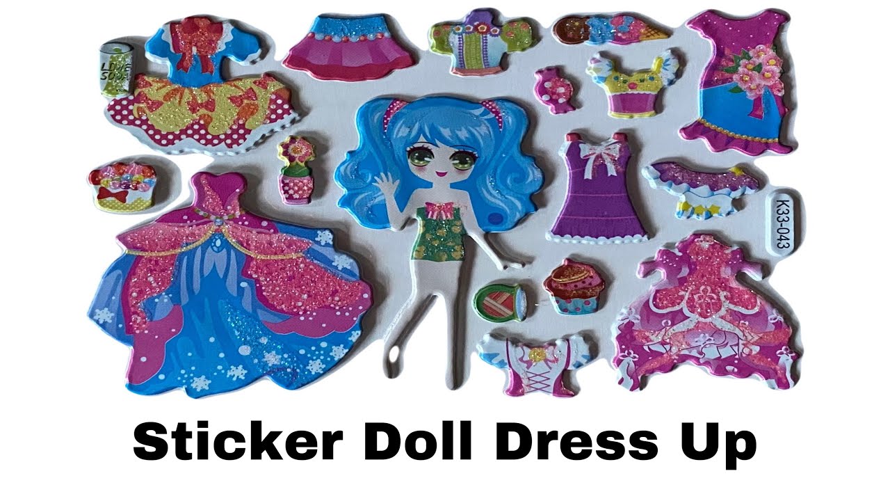 STICKER DOLL DRESS UP//She looks pretty with her pink gown - YouTube
