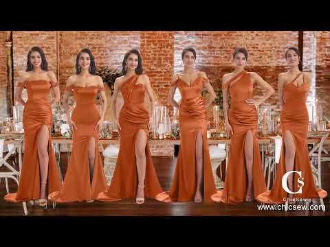 burnt orange satin bridesmaid dresses