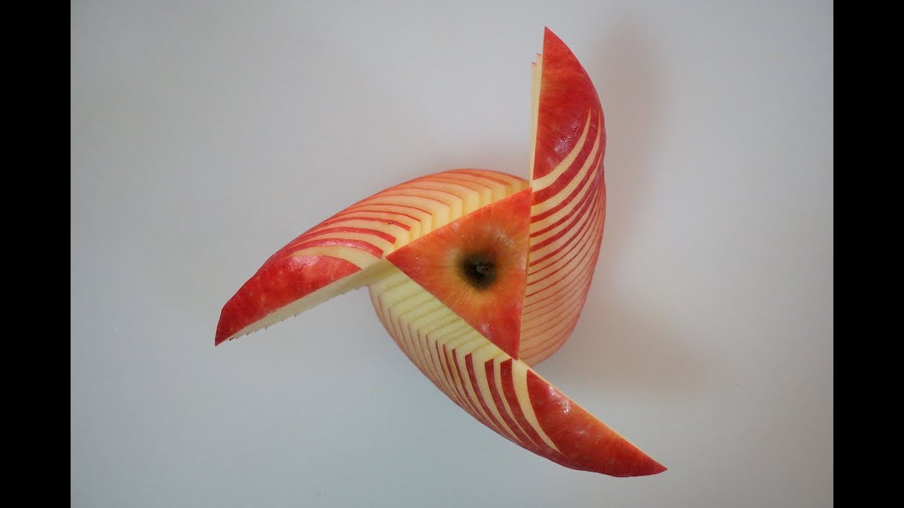 Apple carving Garnish by Sushi chef Fruit garnish How to Garnish Apple ...