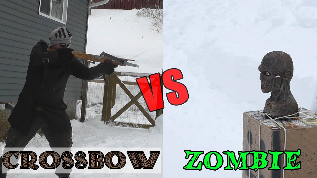 45 lb Scythian bow and medieval crossbow vs. zombie head - YouTube