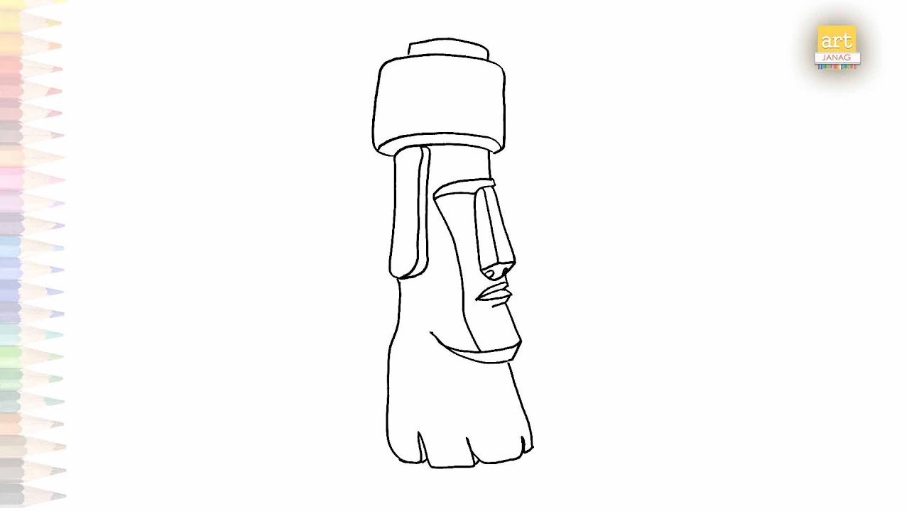 Moai Island drawing easy | Art tutorial | How to draw Moai Island step ...
