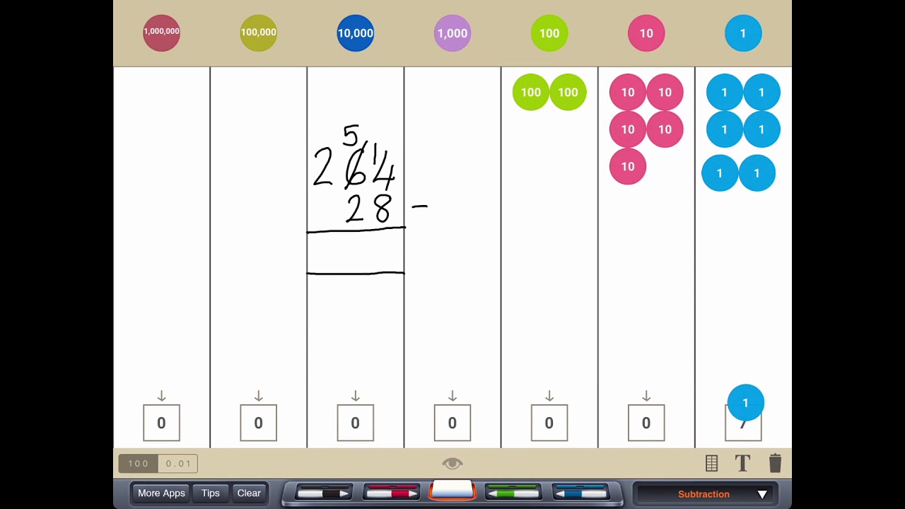 Subtraction - 3 digit minus 2 digit - with regrouping - YouTube