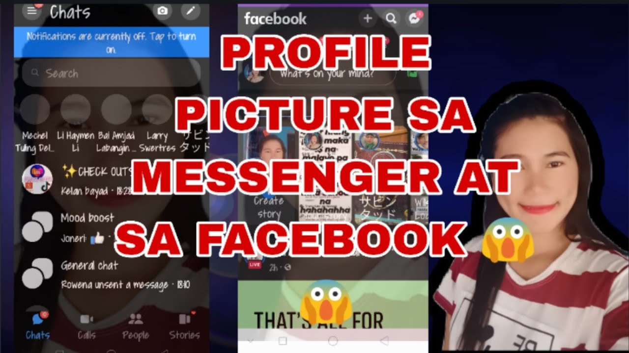 Paano mag lagay ng profiles picture sa messenger at sa facebook - YouTube