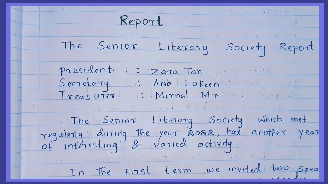 How to write a Report?|Report writing|The senior Literary society ...