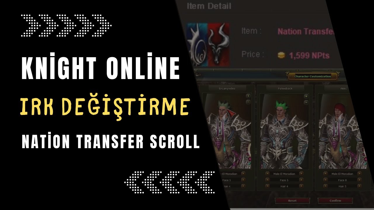 KNİGHT ONLİNE IRK DEĞİŞTİRME - NATİON TRANSFER SCROLL - YouTube