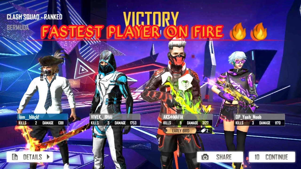 FREE FIRE | FASTEST PLAYER GAMEPLAY - YouTube