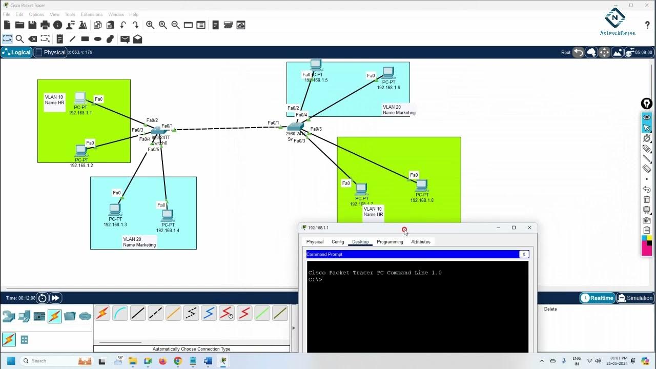 101.VLAN Lab in Packet Tracer | CCNA 200-301 | Networkforyou - YouTube