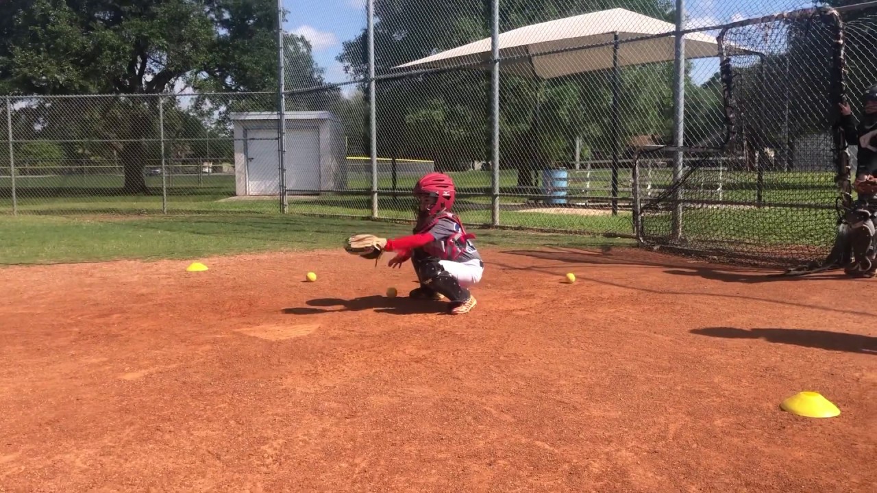 Catcher's Receiving Drill with Pitching Machine - 6 - YouTube