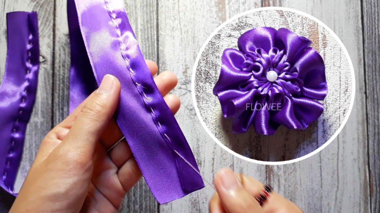 Whole Ribbon Rose - Ribbon Flowers - How to make an easy ribbon rose ...