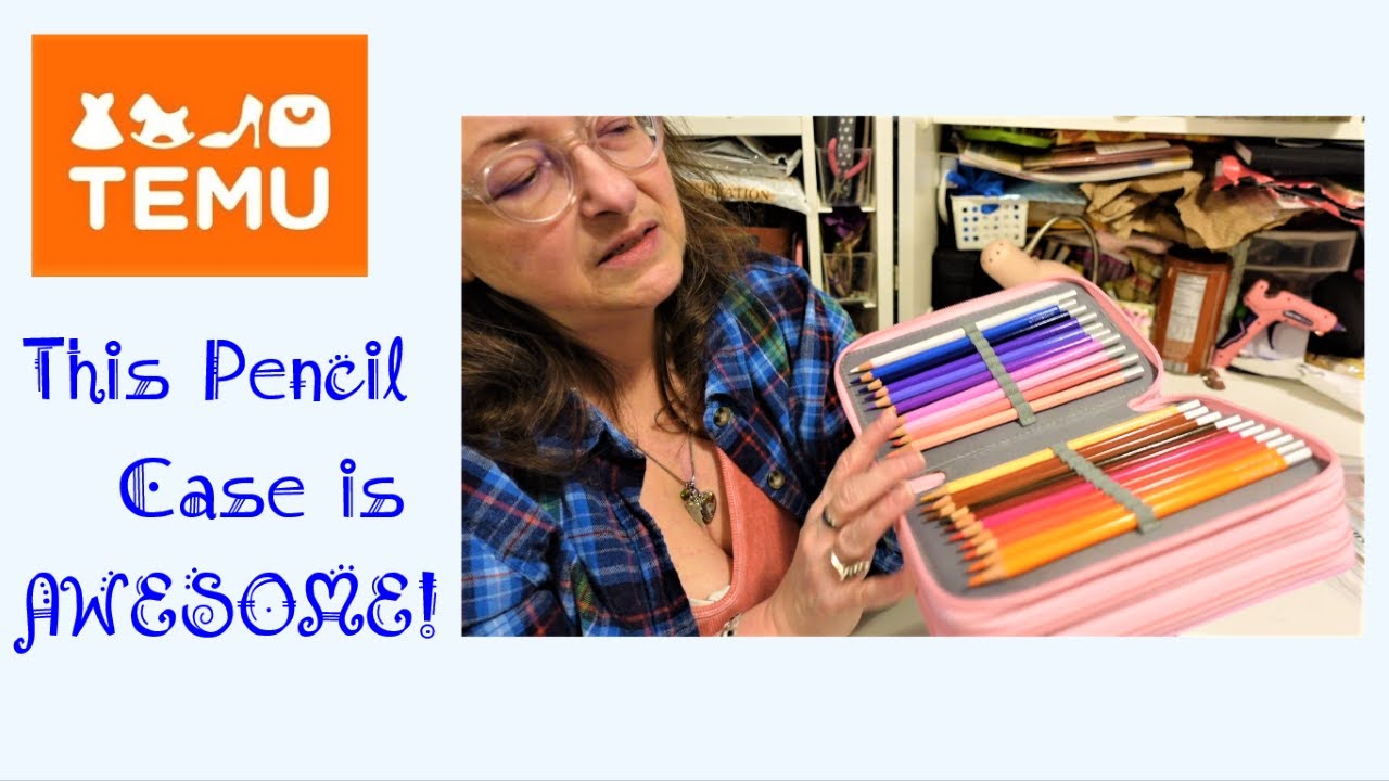 Temu ~ Shiny 72 hole Large Capacity Portable Pencil Case with Handle ...