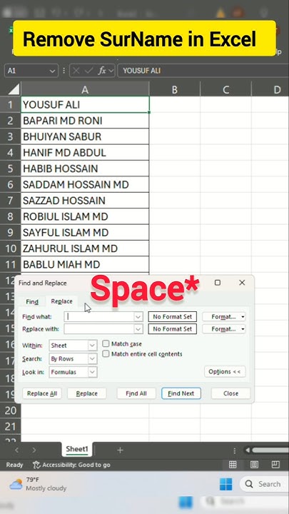 how to remove surname in excel #excel #shortsfeed #computer #exceltricks #ytshorts #ytviral # ...