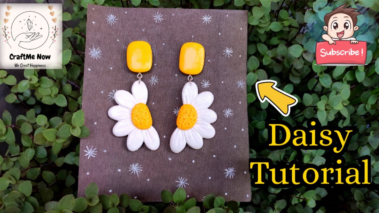 Easy! Clay Daisy FLOWERS Tutorial // HALF DAISY CLAY EARRING // How to ...