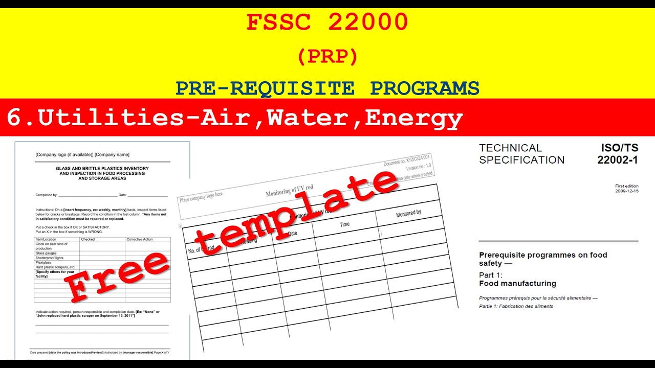 #FSSC 22000 | #PRPs Part-3| Utilities-Air, Water, Energy| ISO/TS 22002 ...