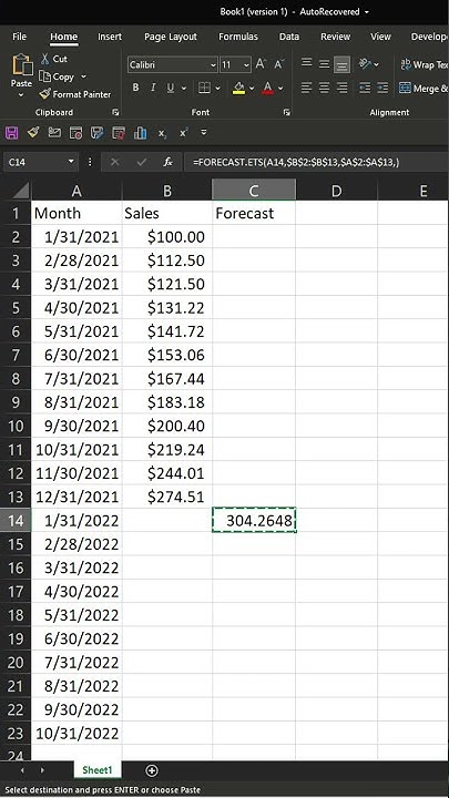 How to use FORECAST function Excel Tutorial #Shorts #YouTubeShorts - YouTube