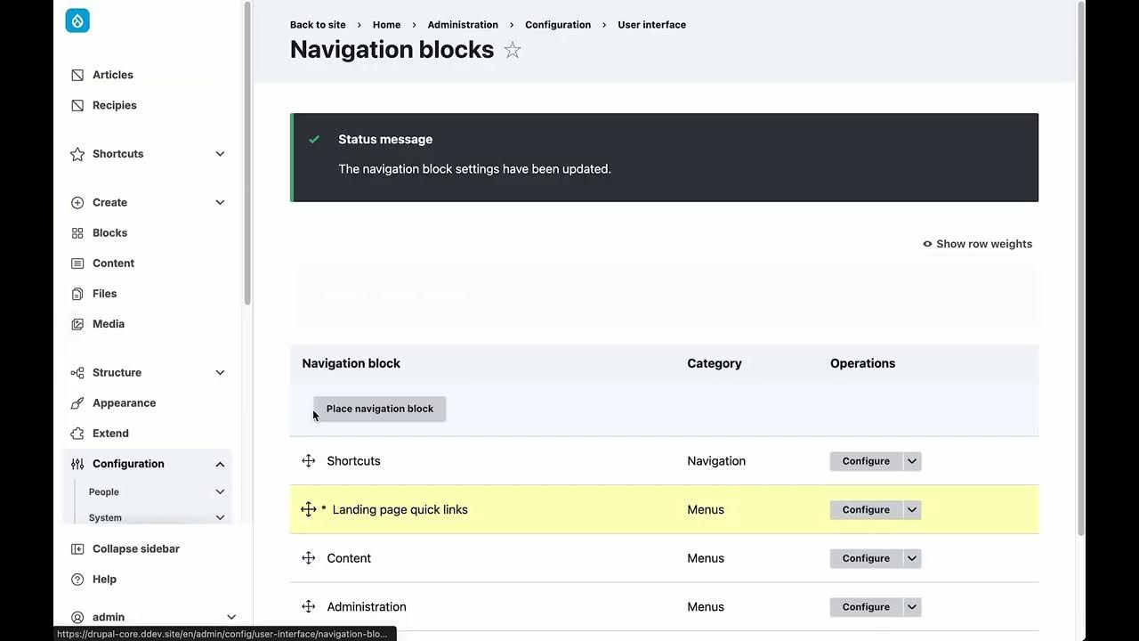 Drupal Navigation Blocks Demo - YouTube