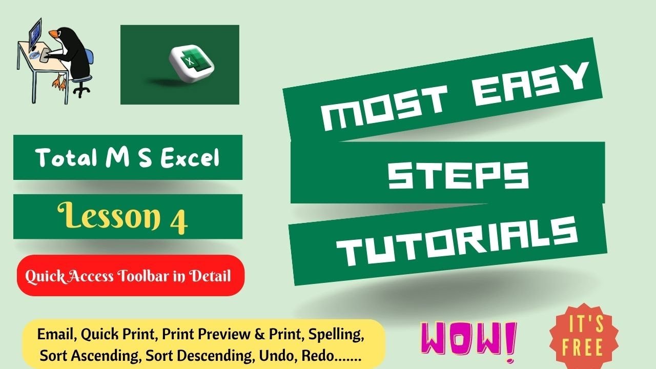 M S Excel Series in Hindi Tutorial No. #4-Quick Access Tool Bar in ...