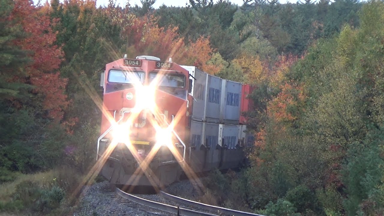 Long Stack Train CN 120 w/DPU Rolling thru Salt Springs, NS at Track Speed - YouTube