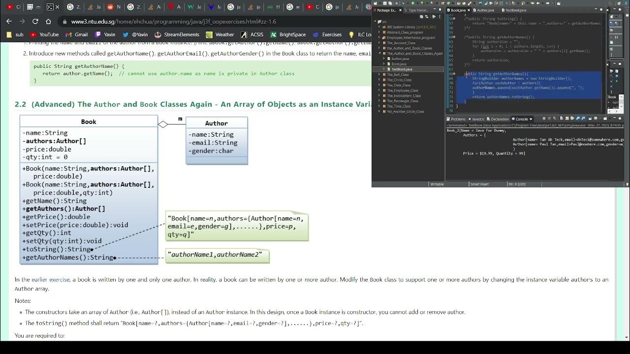 OOP exercises 2.3 part final (java) - YouTube