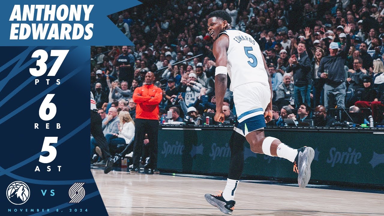 Anthony Edwards Scores Game-High 37 Points Against Blazers | 11.08.24 ...