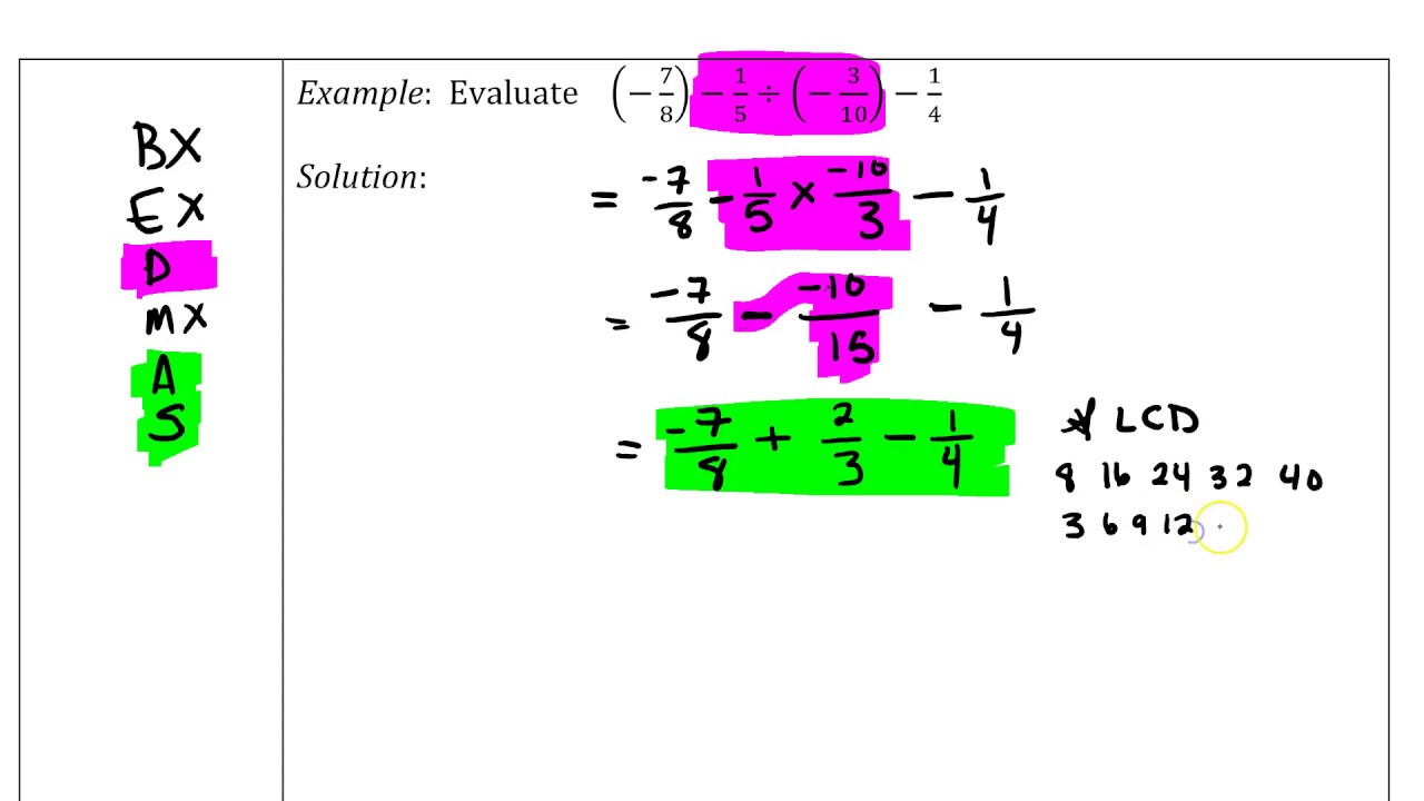 1 7 Order of operations with rationals 2 - YouTube