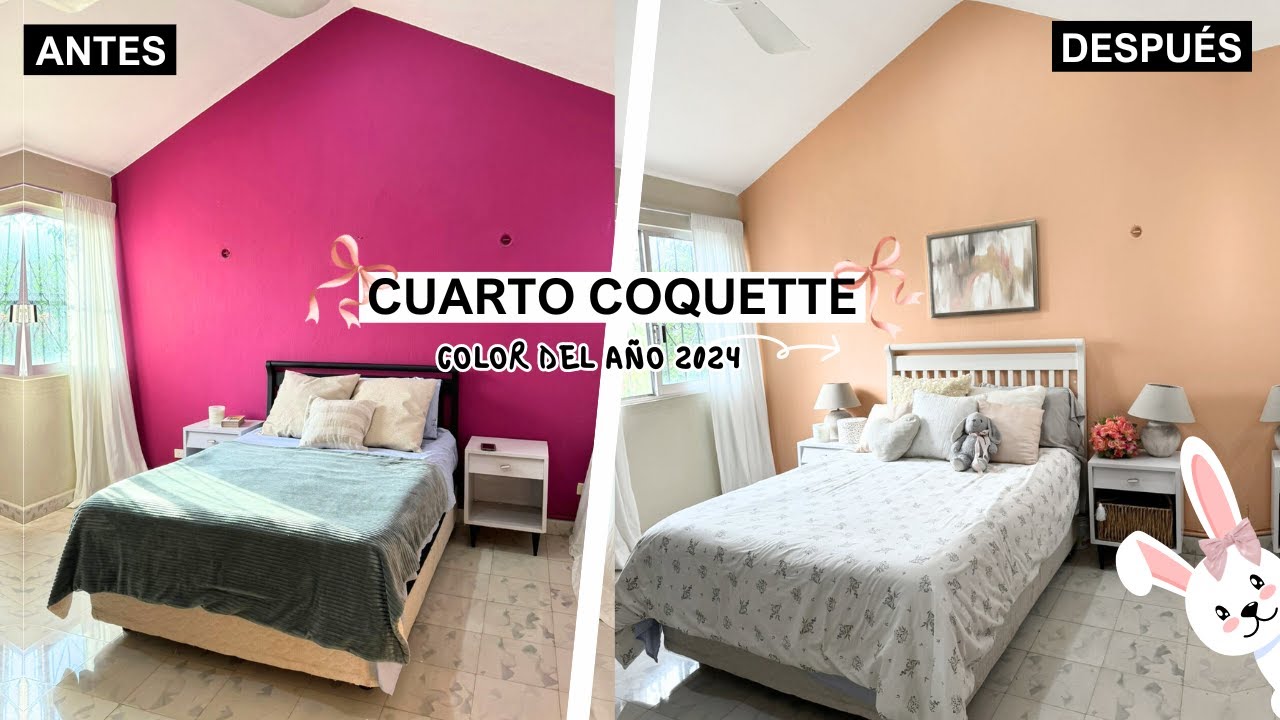 ANTES Y DESPUÉS Cuarto decoración COQUETTE 🎀Color del año2024 - YouTube